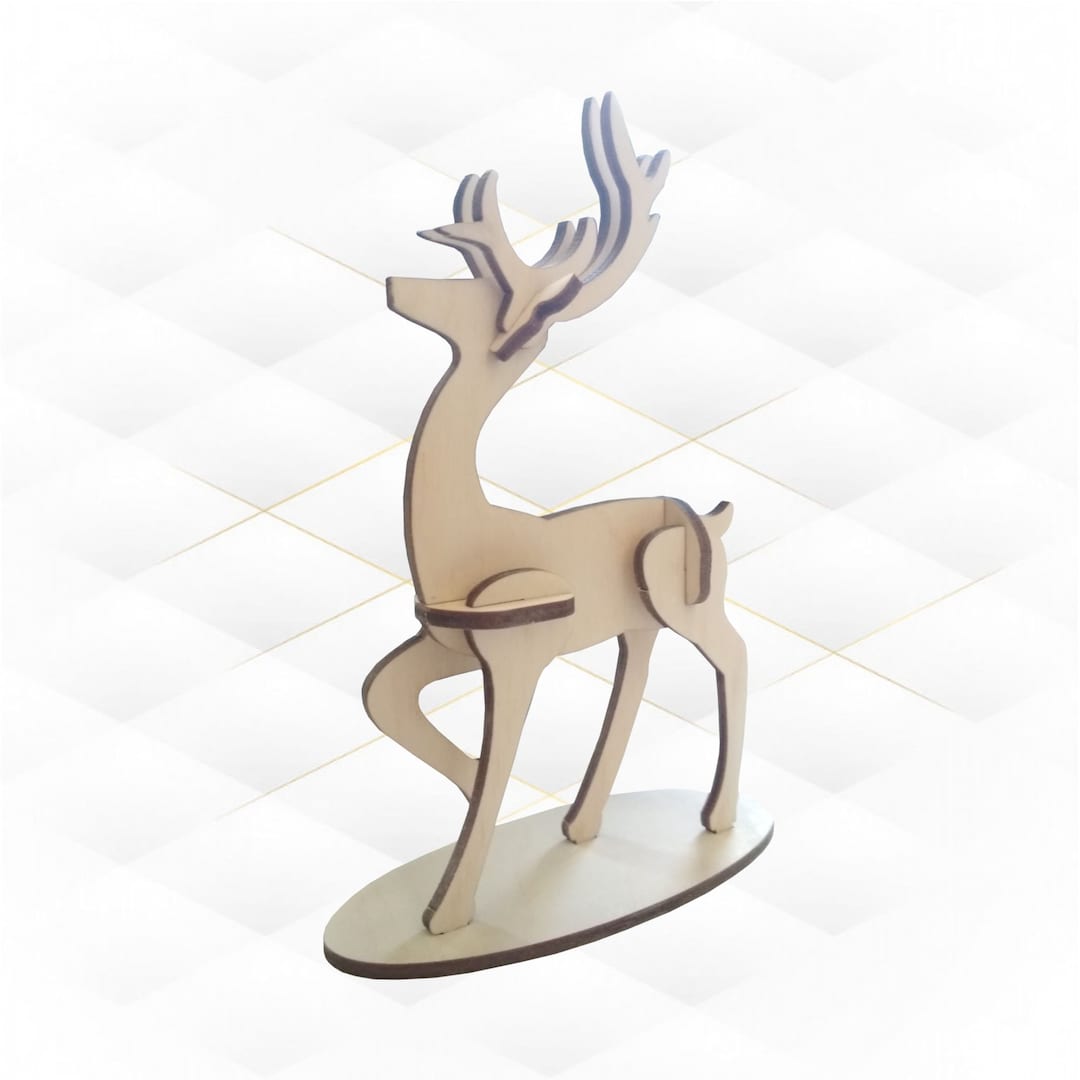 Deer 3d Model, Laser Cutting Pattern, Holiday Decor. Deer Silhouette ...