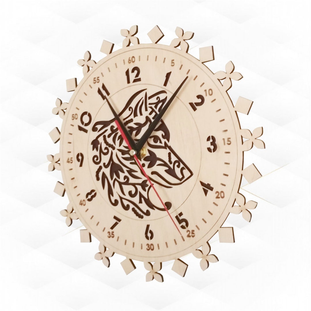 Clocks Design Laser Cutting, Wolf Pattern. Laser Cut Svg Files, Laser ...