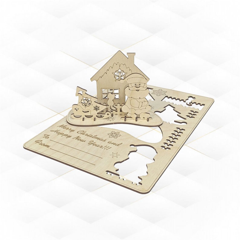 Christmas Card Santa House Laser Cut Template, SVG DXF Vector Template ...