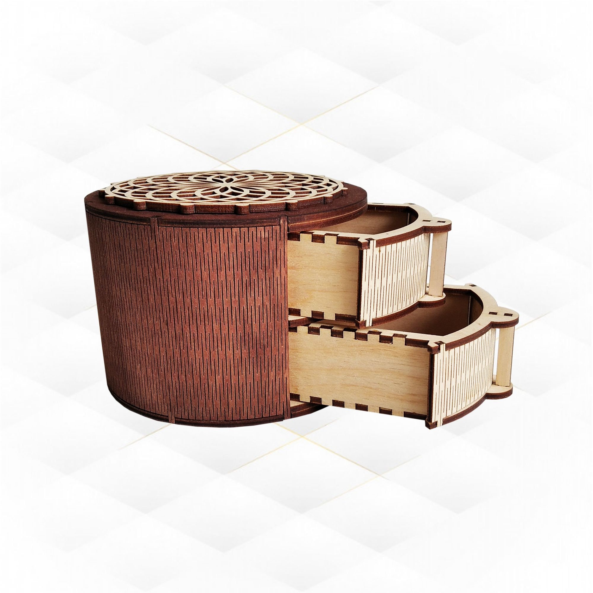 Gift Round Box With 2 Shelves Svg Dxf Design for Laser - Etsy