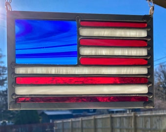 Stained Glass American Flag Suncatcher - Etsy