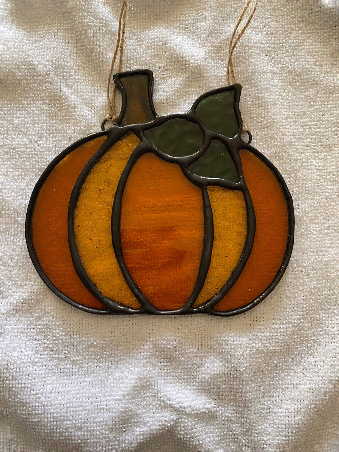 Pumpkin Stained Glass Suncatcher Ornament Glass Art Fall Halloween ...