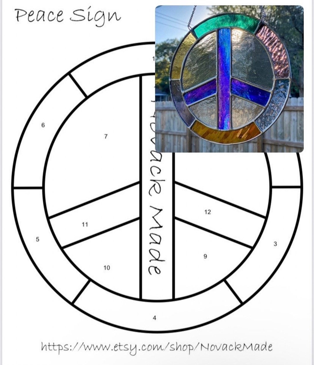PATTERN - Peace Sign Simple Stained Glass Pattern DIGITAL DOWNLOAD Pdf ...