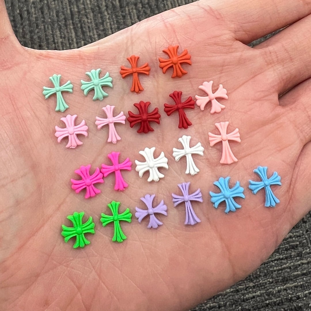 Mixed 20pcs Colorful Cross Nail Charm - Etsy
