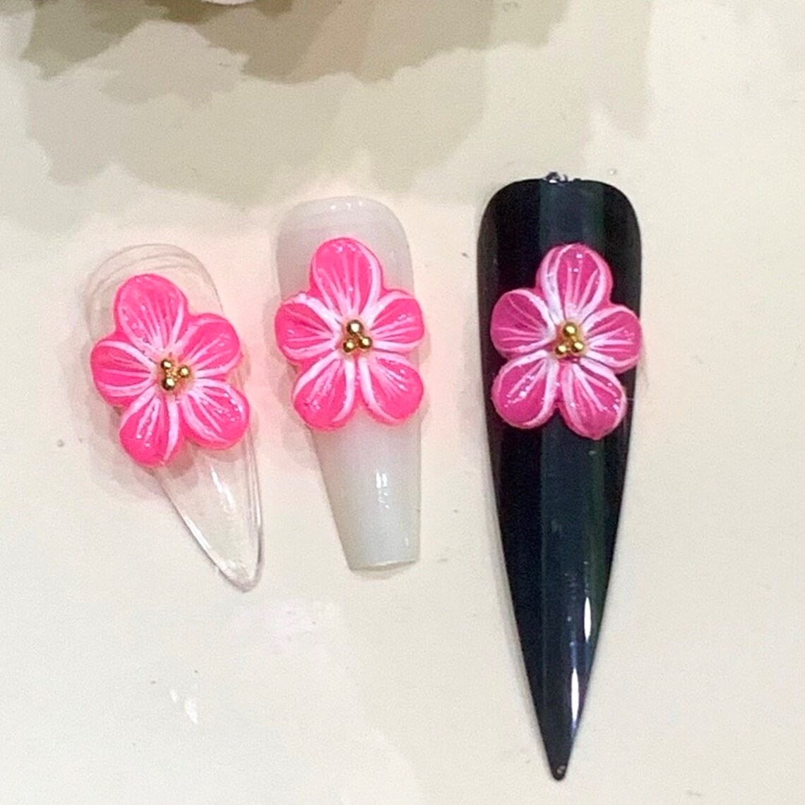 Handmade Pink 3D Gel Flowers for Nail Decoration 4pcs - Etsy