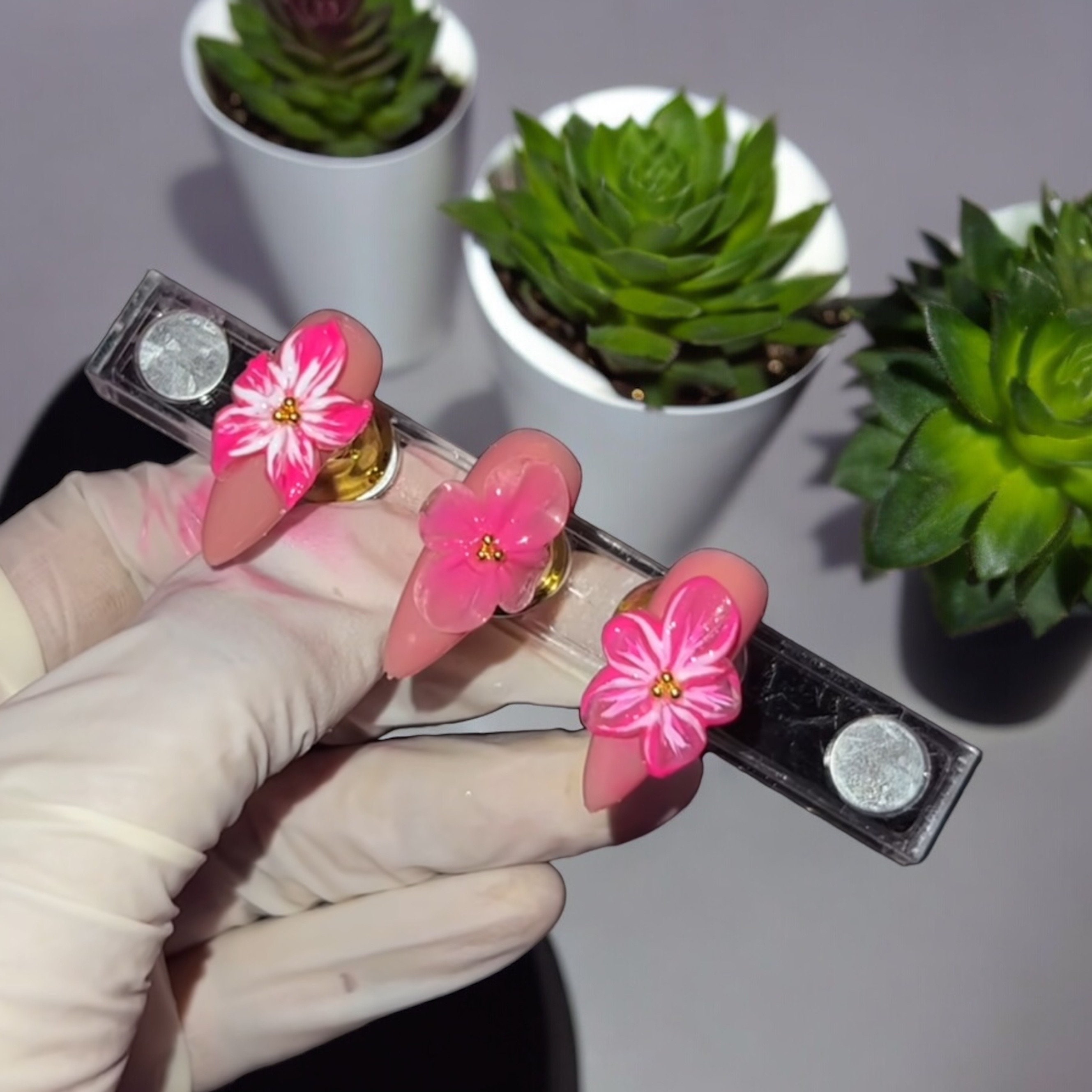 Handmade Pink 3D Gel Flowers for Nail Decoration 4pcs - Etsy