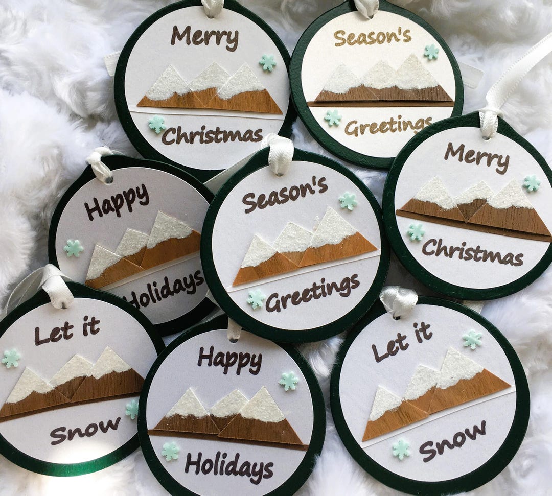 Rustic Mountain Christmas Gift Tags – Wood Veneer Holiday Labels - Etsy