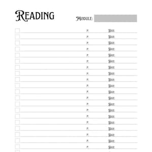 Reading List Study Planner Template - Etsy