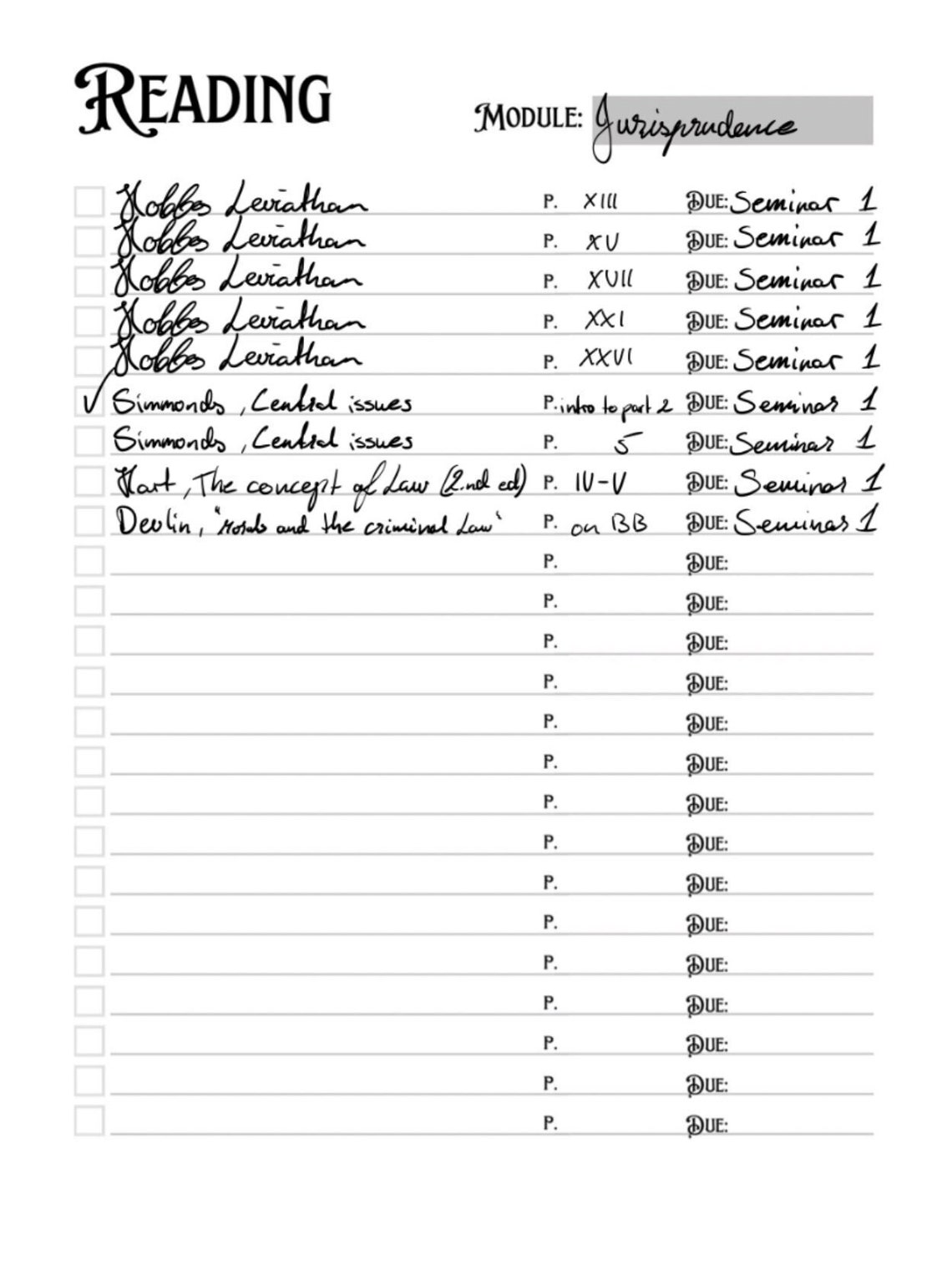 Reading List Study Planner Template - Etsy