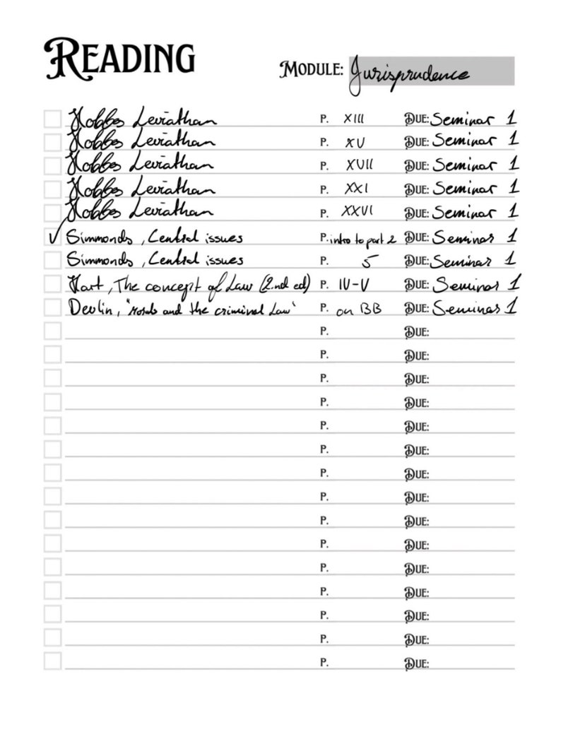 Reading List Study Planner Template - Etsy