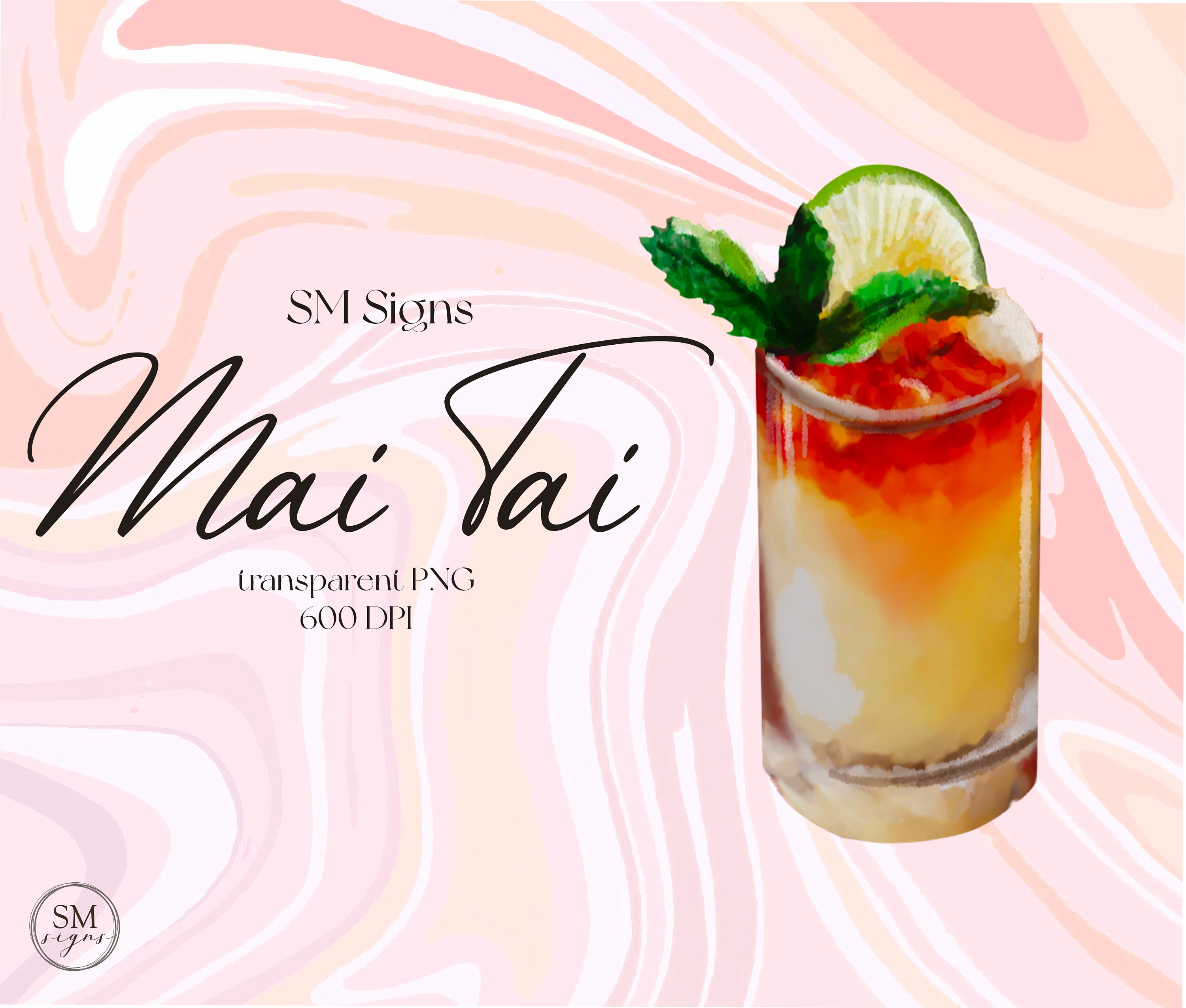 Mai Tai Cocktail | Digital Download, Cocktail Bar Sign Drawings ...