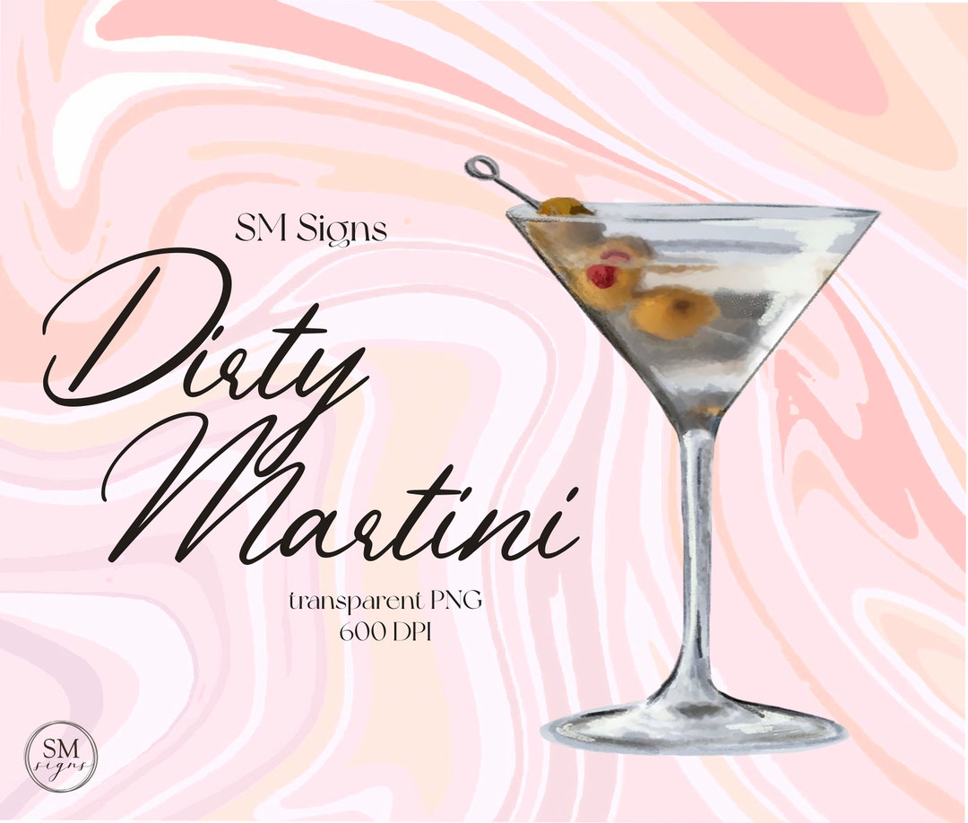 Dirty Martini Cocktail | Digital Download, Cocktail Bar Sign Drawings ...