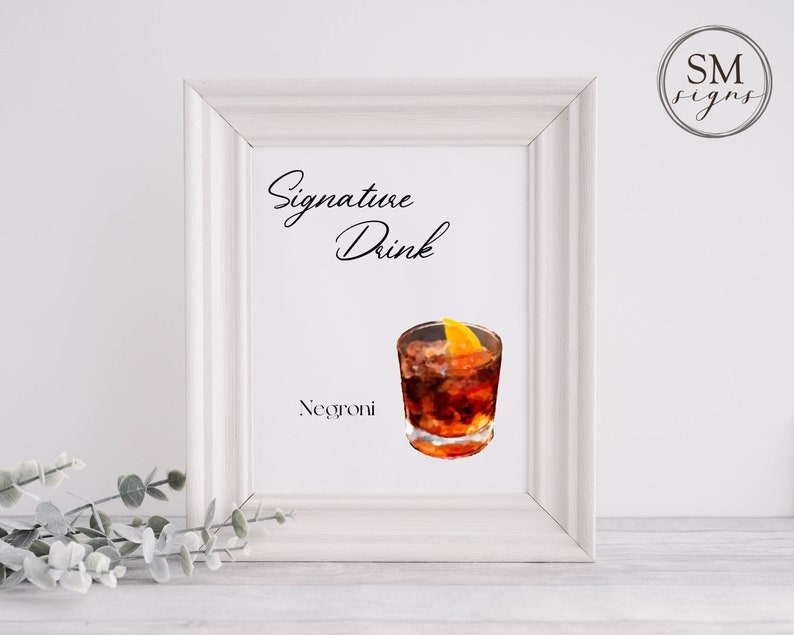 Negroni Cocktail Digital Download Cocktail Bar Sign - Etsy