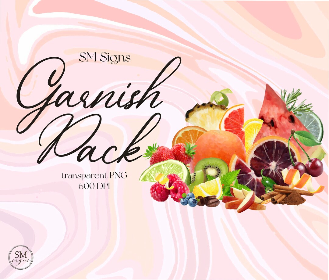 Transparent Garnish Cocktail | Digital Download, Cocktail Bar Sign ...