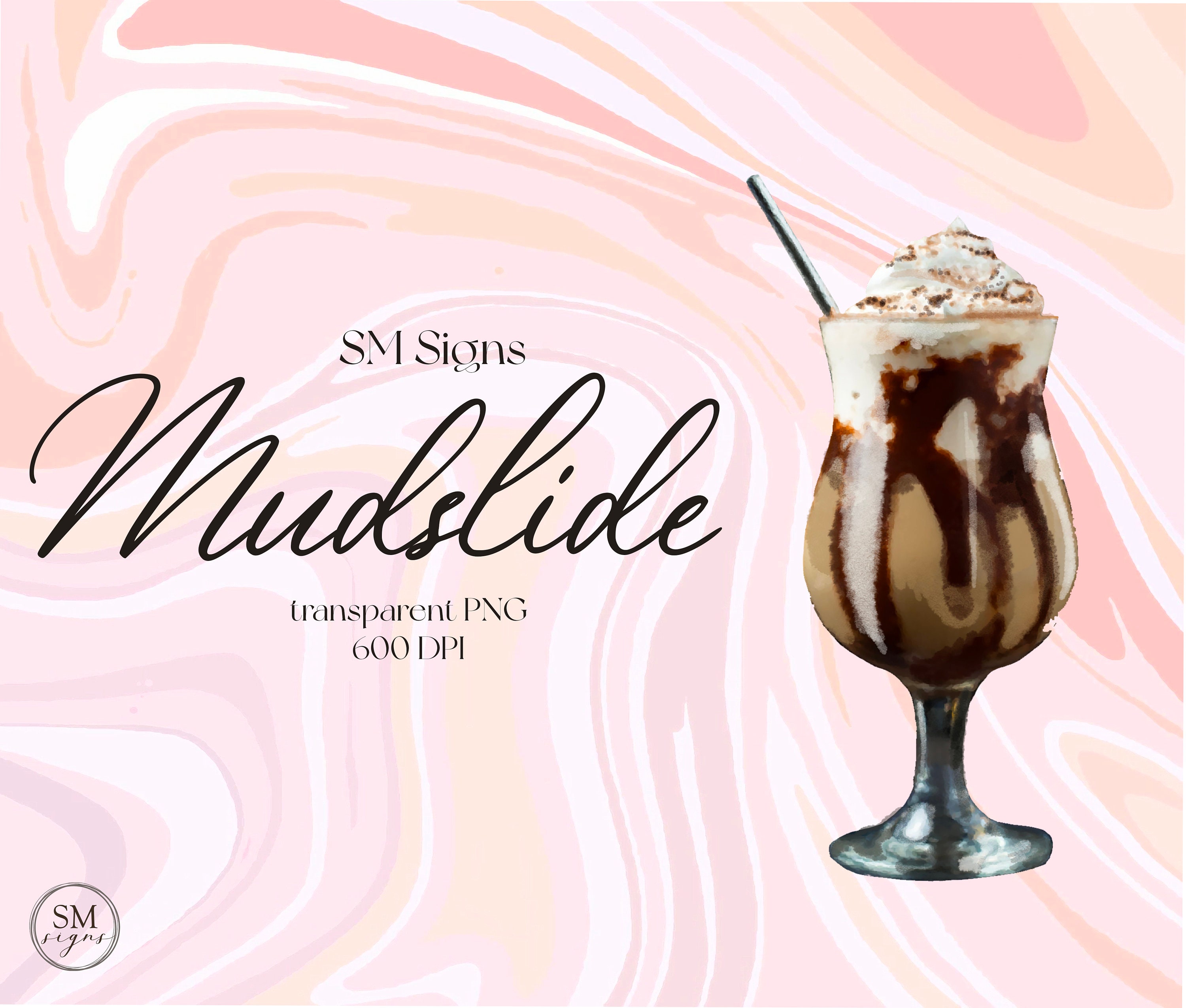 Mudslide Cocktail | Digital Download, Cocktail Bar Sign Drawings ...