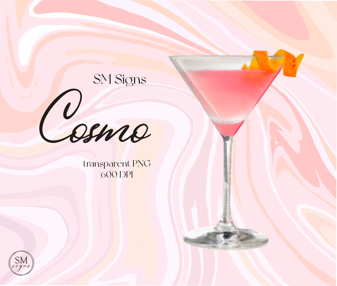 Cosmopolitan Cocktail | Digital Download, Cocktail Bar Sign Drawings ...