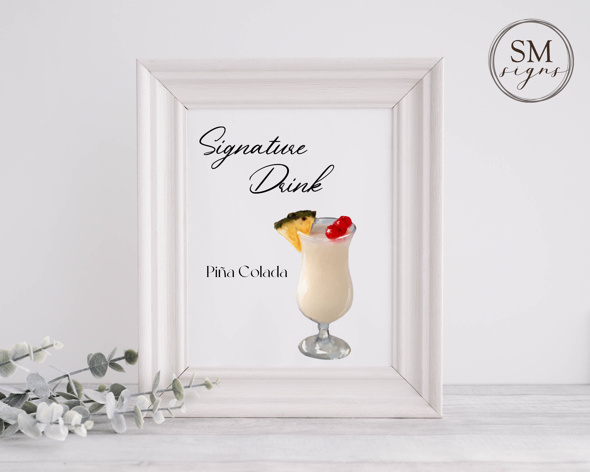 Piña Colada Cocktail | Digital Download, Cocktail Bar Sign Drawings ...