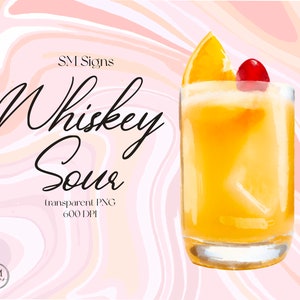 Whiskey Sour Cocktail | Digital Download, Cocktail Bar Sign Drawings ...