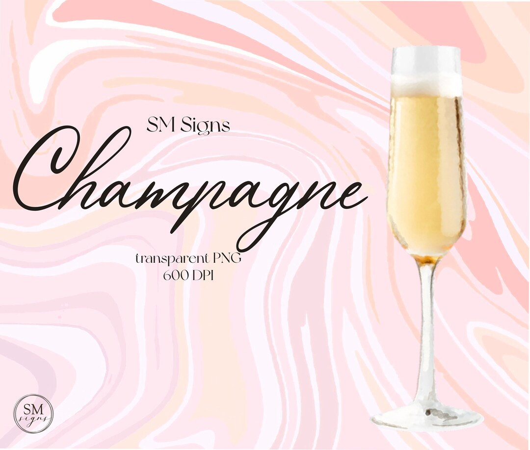 Champagne | Digital Download, Cocktail Bar Sign Drawings, Watercolor ...