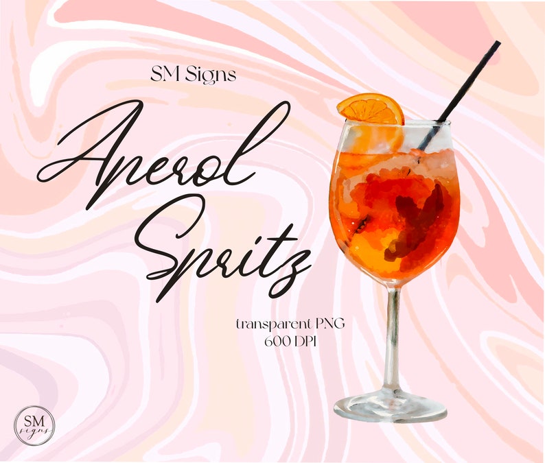 Aperol Spritz Cocktail | Digital Download, Cocktail Bar Sign Drawings ...