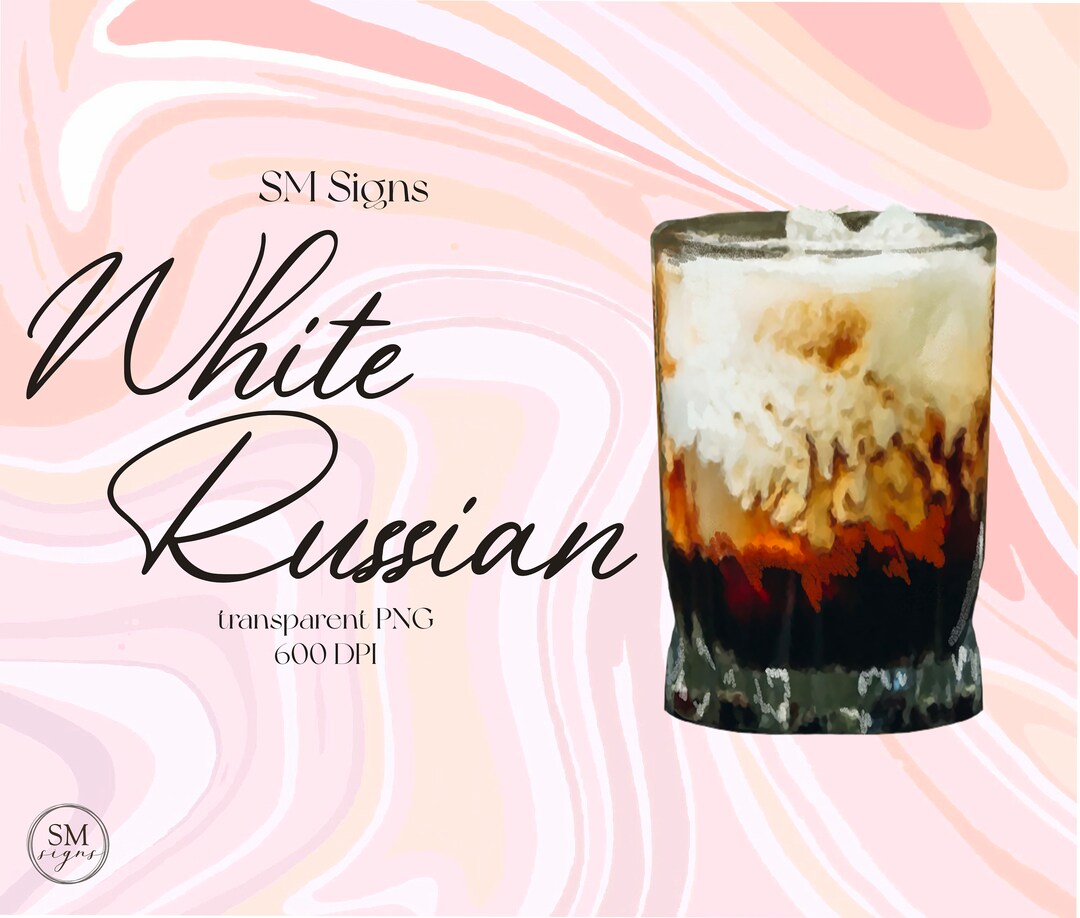 White Russian Cocktail | Digital Download, Cocktail Bar Sign Drawings ...