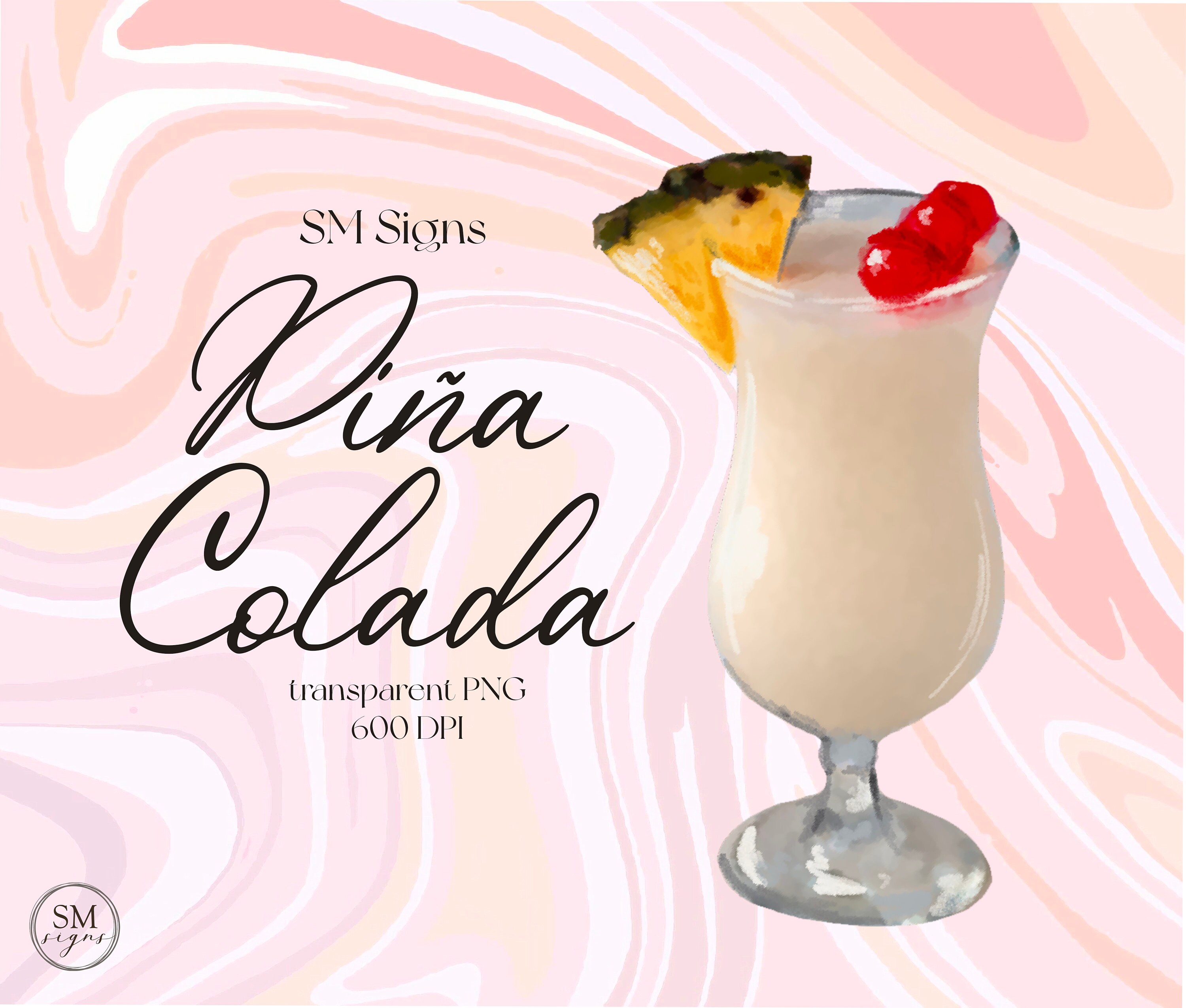 Piña Colada Cocktail | Digital Download, Cocktail Bar Sign Drawings ...