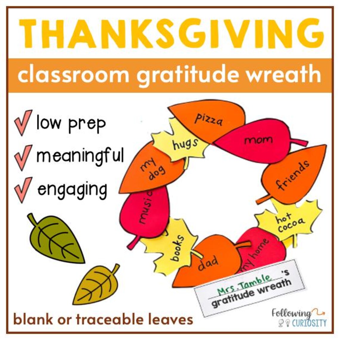 Thanksgiving Gratitude Wreath Craft Activity (PDF Pattern) - Etsy