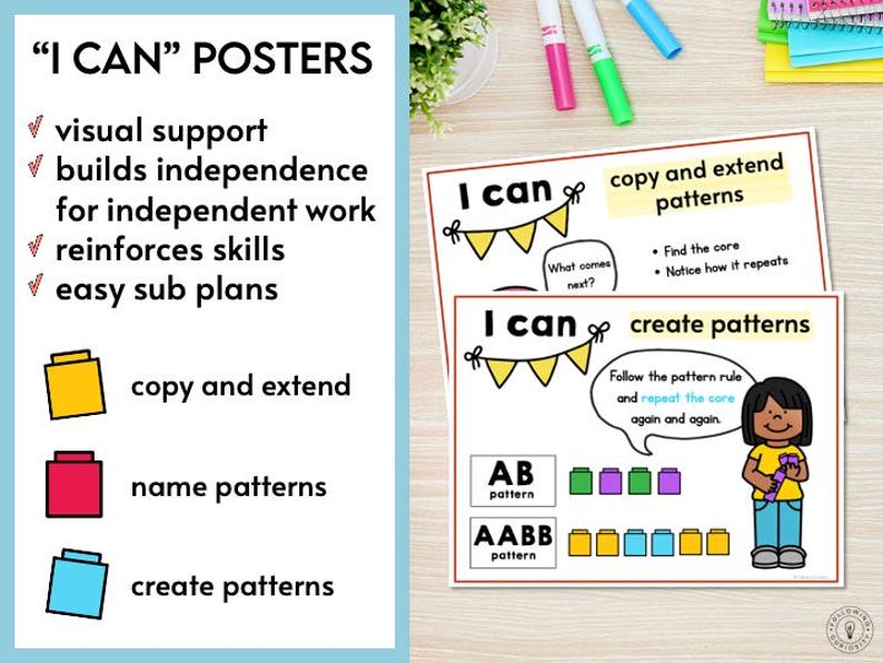 Repeating Pattern Center Activity | Pattern Task Cards With Unifix ...