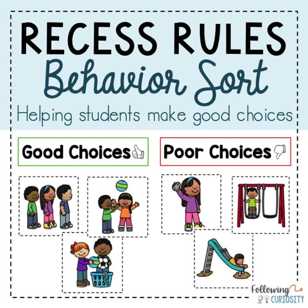 Recess Rules: Playground Behavior Sort | Rules and Expectations ...