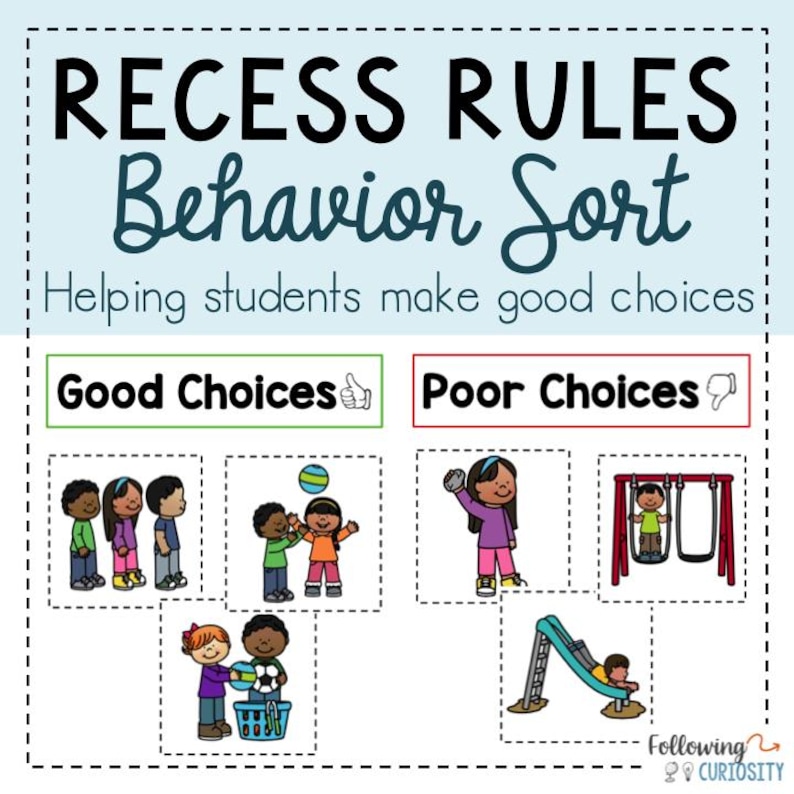 Recess Rules: Playground Behavior Sort | Rules and Expectations ...