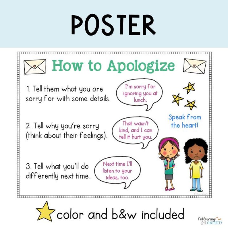 Kids Apology Letter Printable | Apology Note Template From Child | How ...