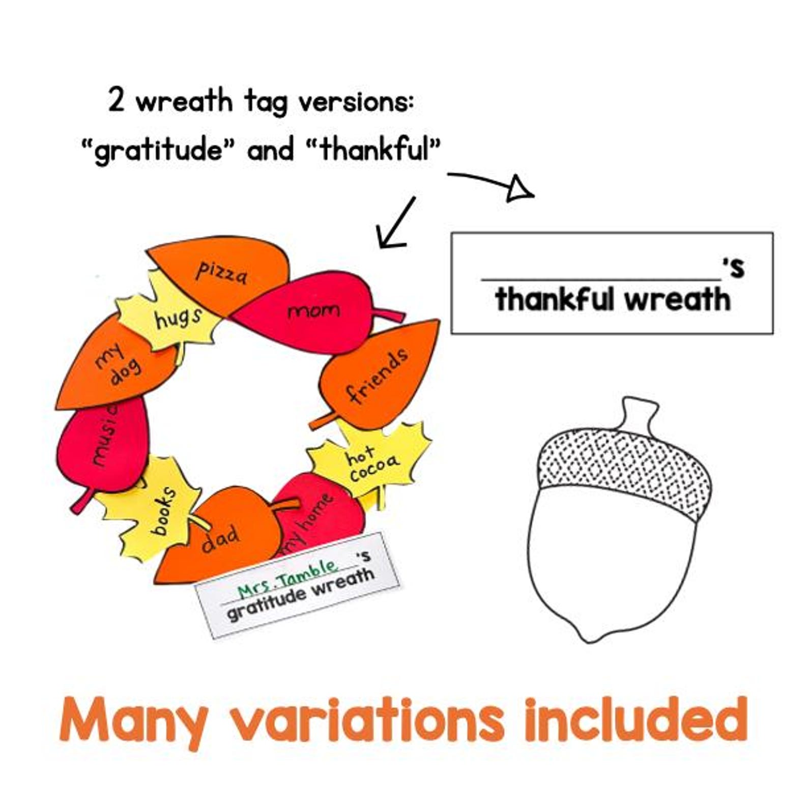 Thanksgiving Gratitude Wreath Craft Activity (PDF Pattern) - Etsy