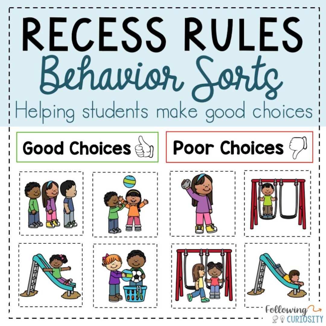 Recess Rules: Playground Behavior Sort | Rules and Expectations ...