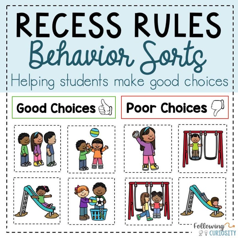 Recess Rules: Playground Behavior Sort | Rules and Expectations ...