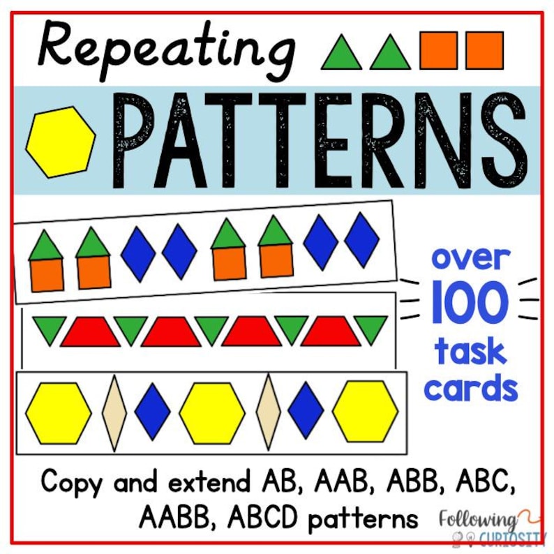 Repeating Pattern Task Cards With Pattern Blocks - Etsy