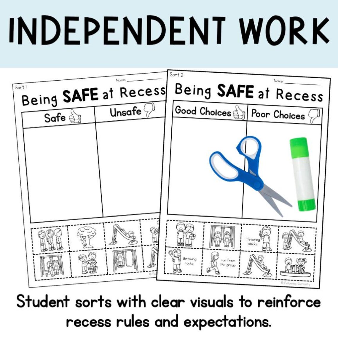 Recess Rules: Playground Behavior Sort | Rules and Expectations ...