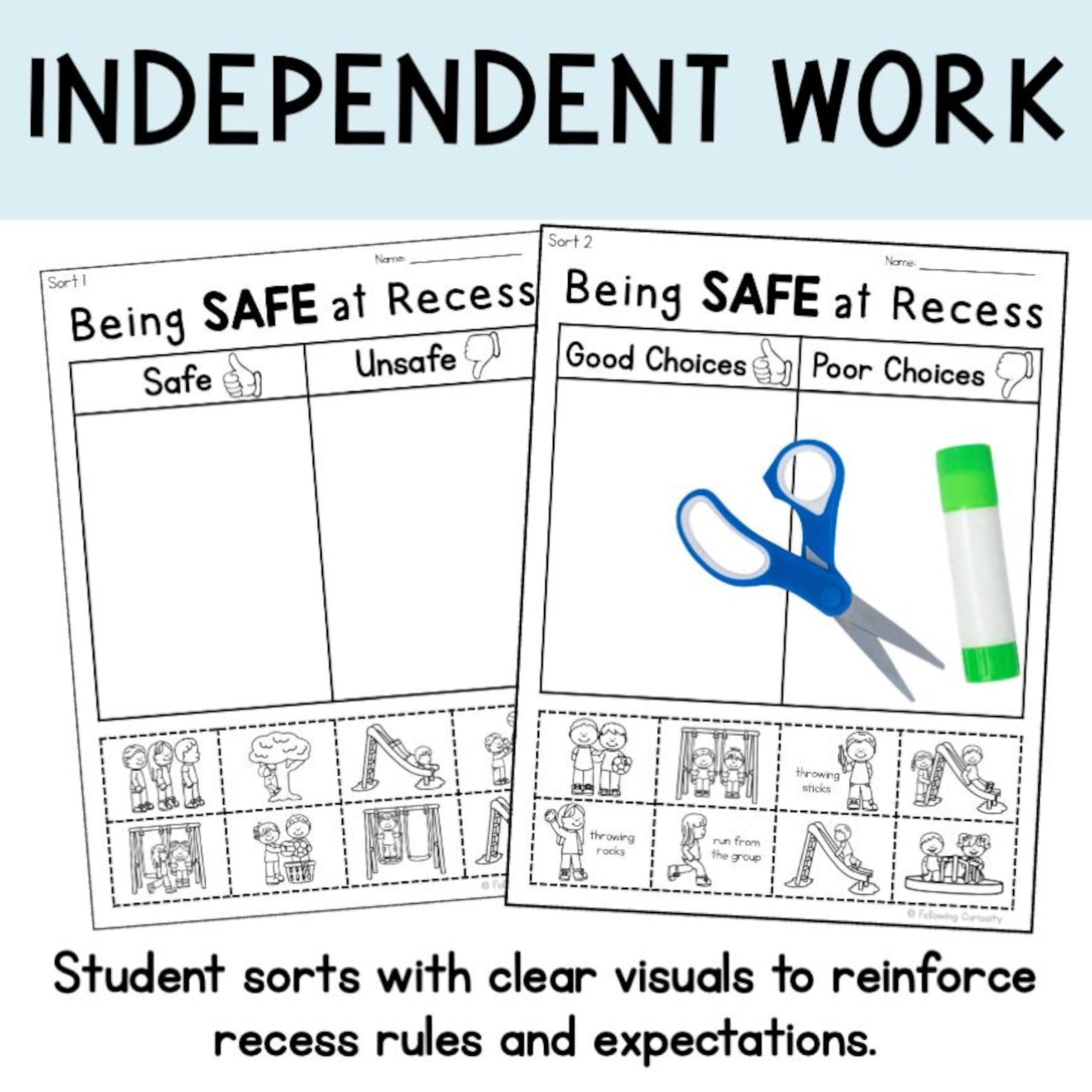 Recess Rules: Playground Behavior Sort | Rules and Expectations ...