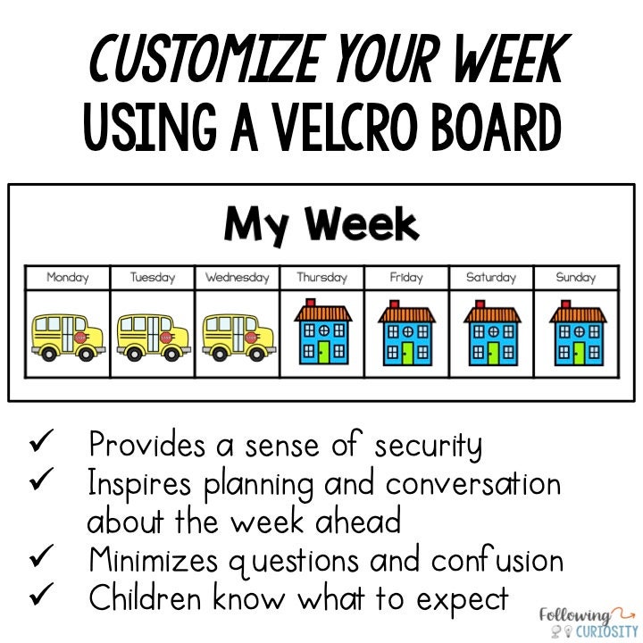 Weekly Visual Schedule Board: School Days and Home Days Velcro - Etsy