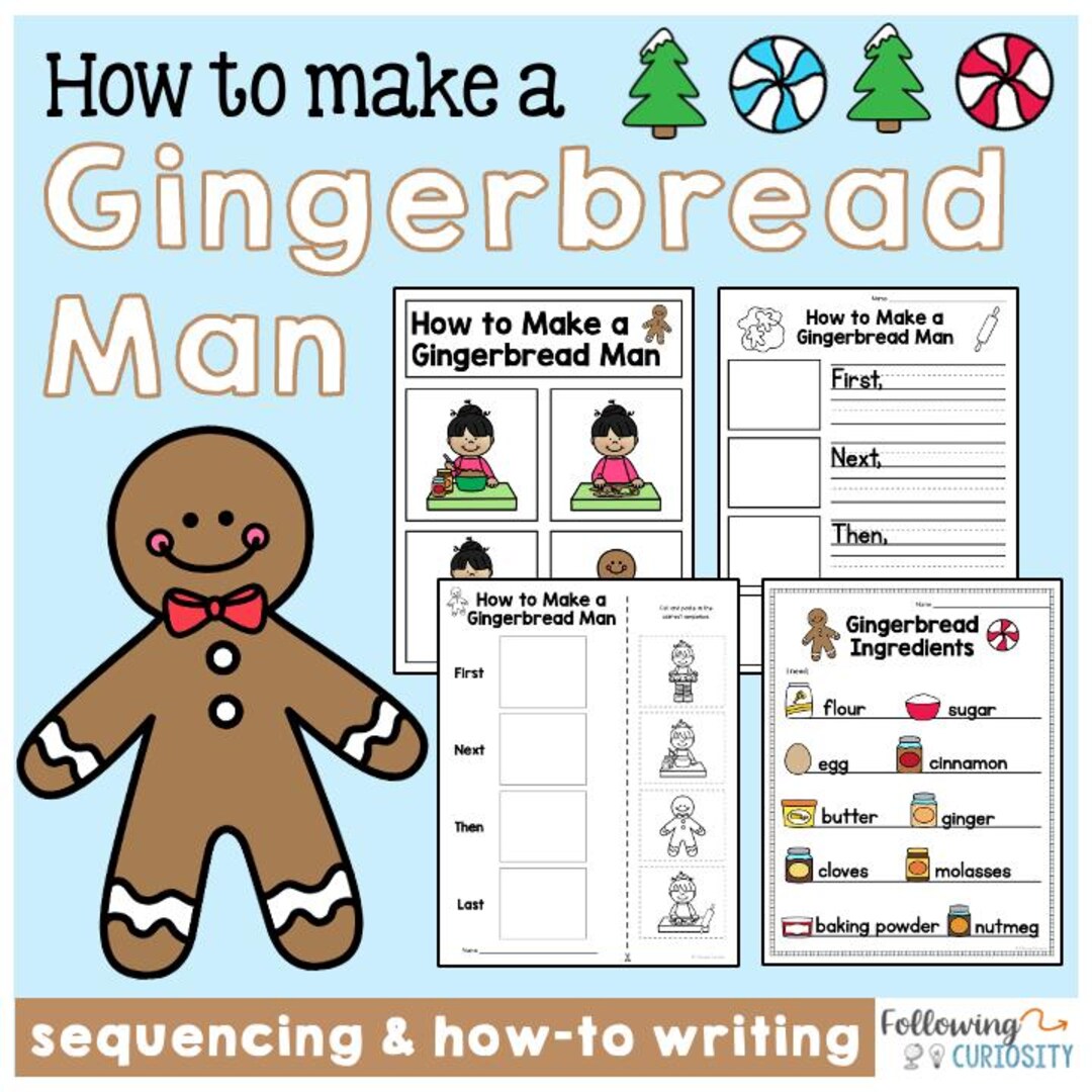 Gingerbread Man Writing Activity: Sequencing & How-to (PDF Pattern) - Etsy