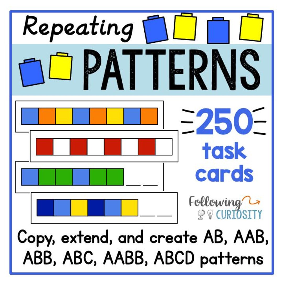 Repeating Pattern Center Activity | Pattern Task Cards With Unifix Cubes - Etsy