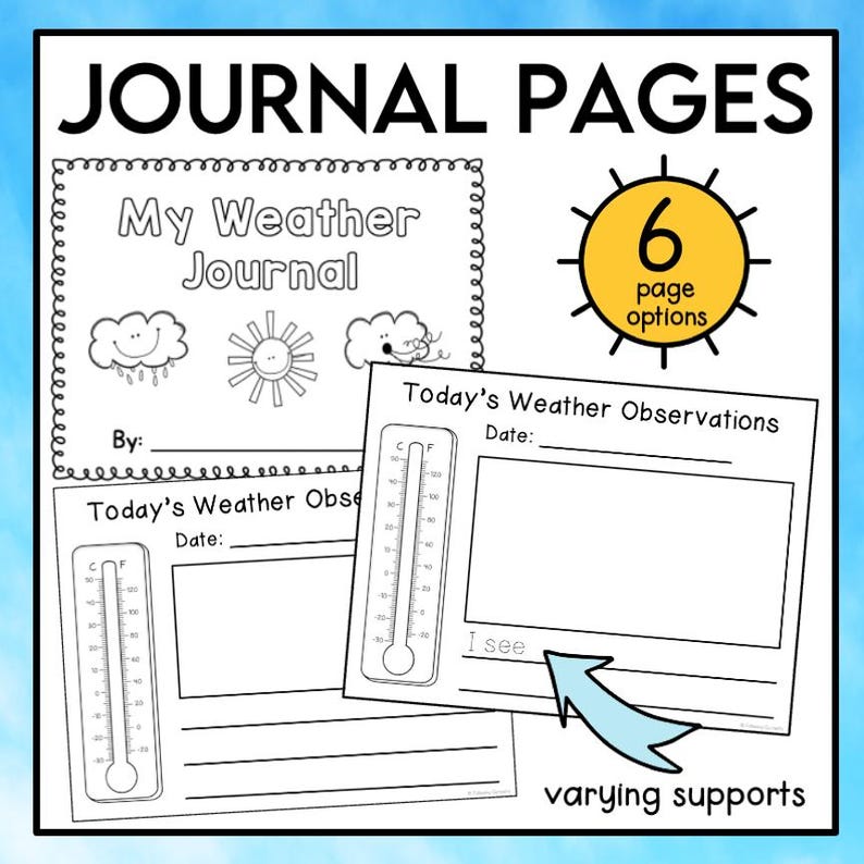 Printable Weather Journal: Kindergarten-1st Grade Weather Observation ...