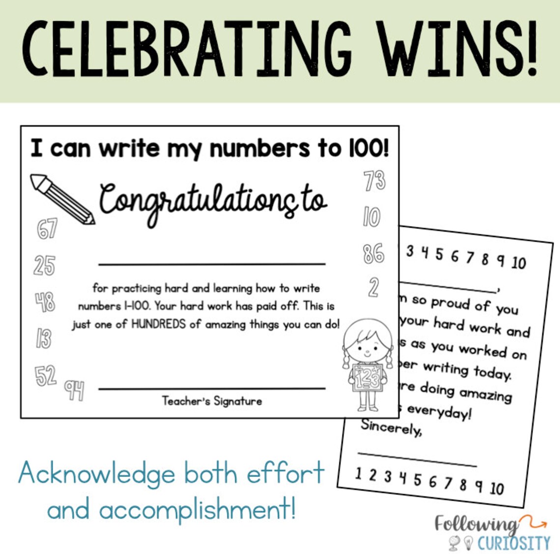 Number Writing to 100 Practice Pages: Kindergarten & 1st Grade Number ...