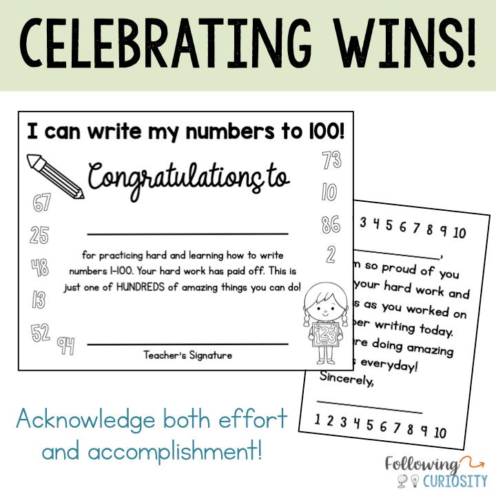 Number Writing to 100 Practice Pages: Kindergarten & 1st Grade Number ...