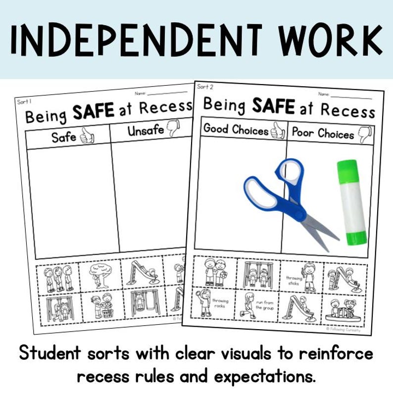 Recess Rules: Playground Behavior Sort | Rules and Expectations ...