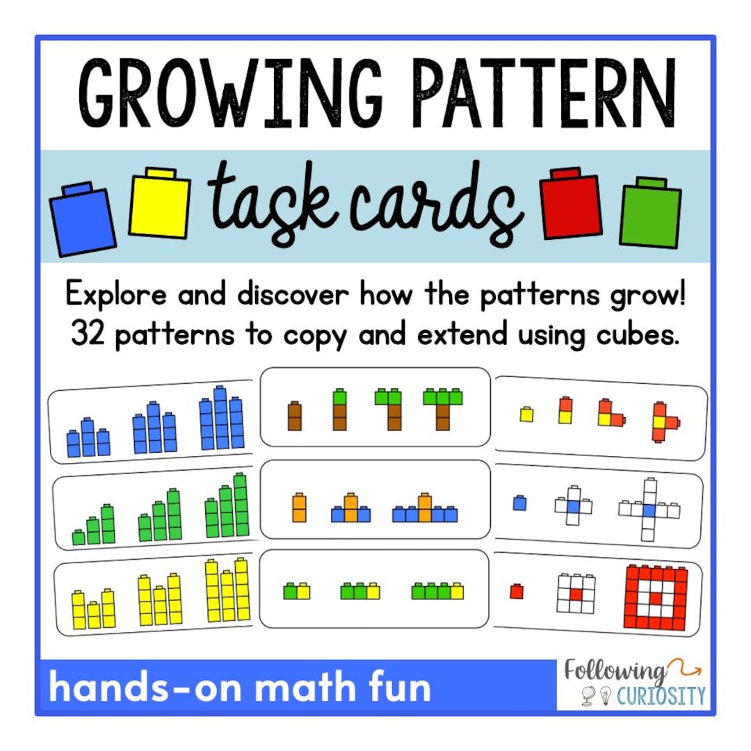 Growing Pattern Activities: Pattern Math Center | Growing Pattern Task ...