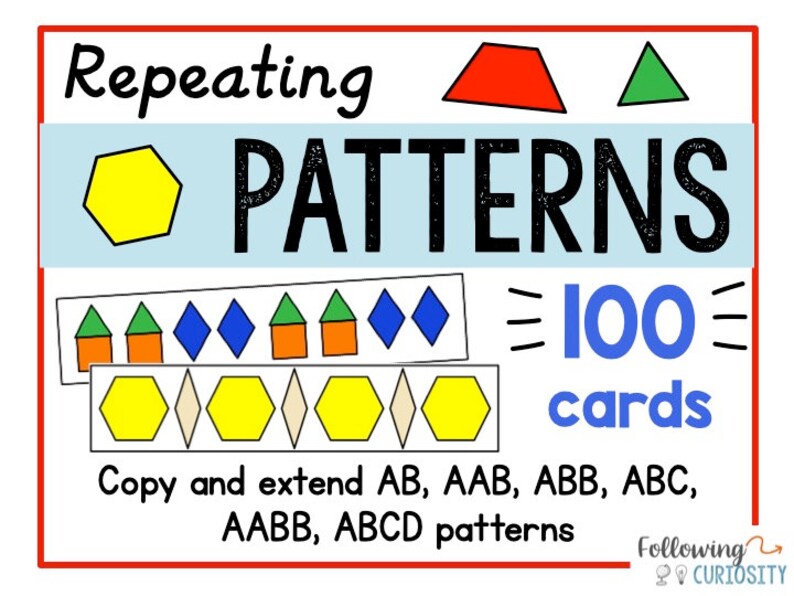 Repeating Pattern Task Cards With Pattern Blocks - Etsy