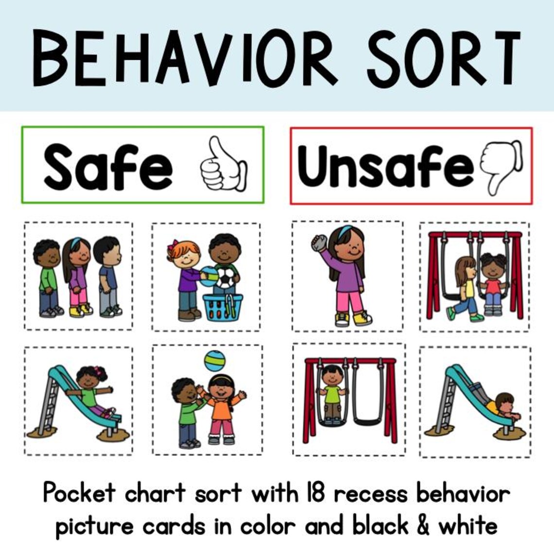 Recess Rules: Playground Behavior Sort | Rules and Expectations ...