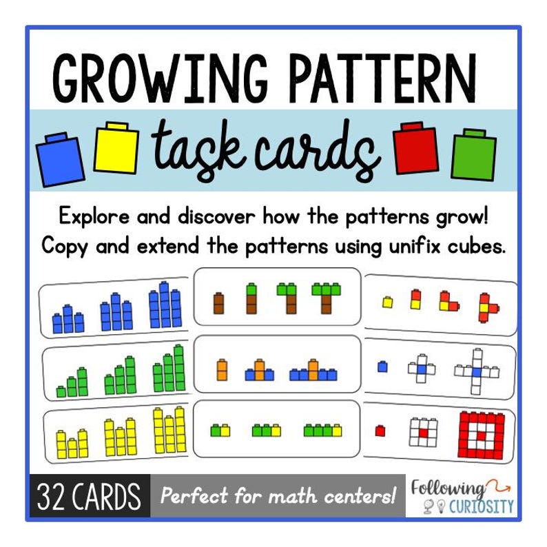 Growing Pattern Activities: Pattern Math Center Growing Pattern Task ...
