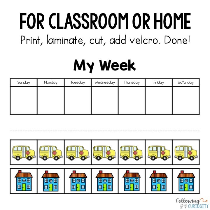 Weekly Visual Schedule Board: School Days and Home Days Velcro - Etsy
