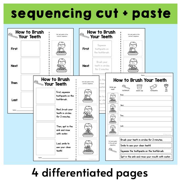 How to Brush Your Teeth Writing and Sequencing Activity With Pictures ...